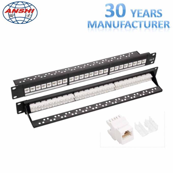 CAN OEM 1U 19'' Inch 24 Port CAT6 UTP Rack Mount Patch Panel with RJ45 ...