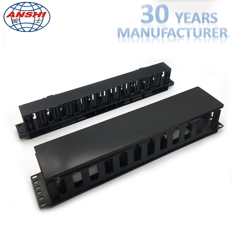 Plastic Networking Horizontal Cable Manager 19 Inch 2u 12 Ports Rack Mount