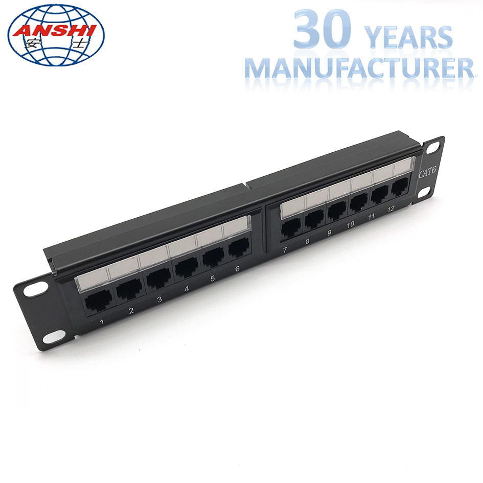 1U 10 Inch 12 Port CAT5E CAT6 UTP Rack Mount Patch Panel 110 IDC Type