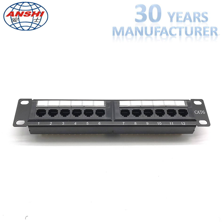 1U 10 Inch 12 Port CAT5E CAT6 UTP Rack Mount Patch Panel 110 IDC Type