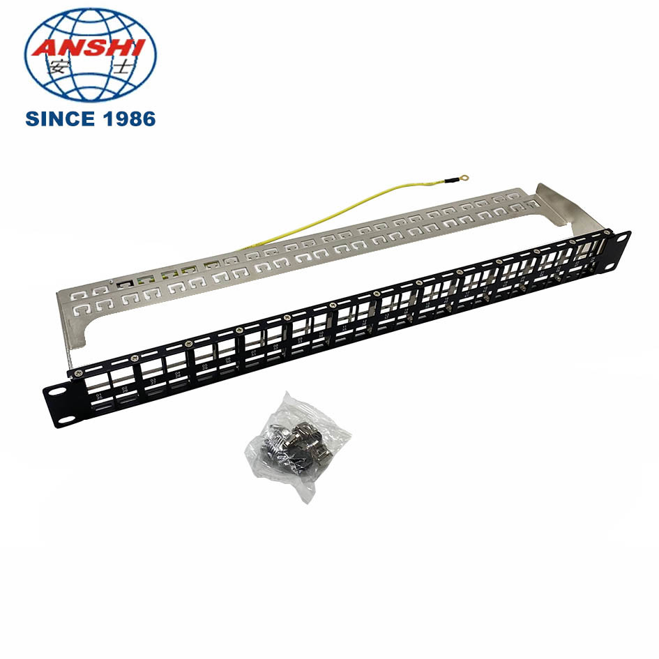 Shielded Stp Rack Mount Patch Panel 48 Port 19 Inch With Cable Management