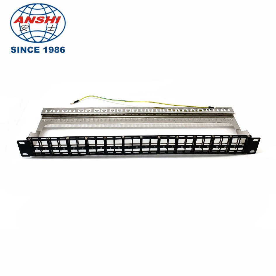 Shielded Stp Rack Mount Patch Panel 48 Port 19 Inch With Cable Management