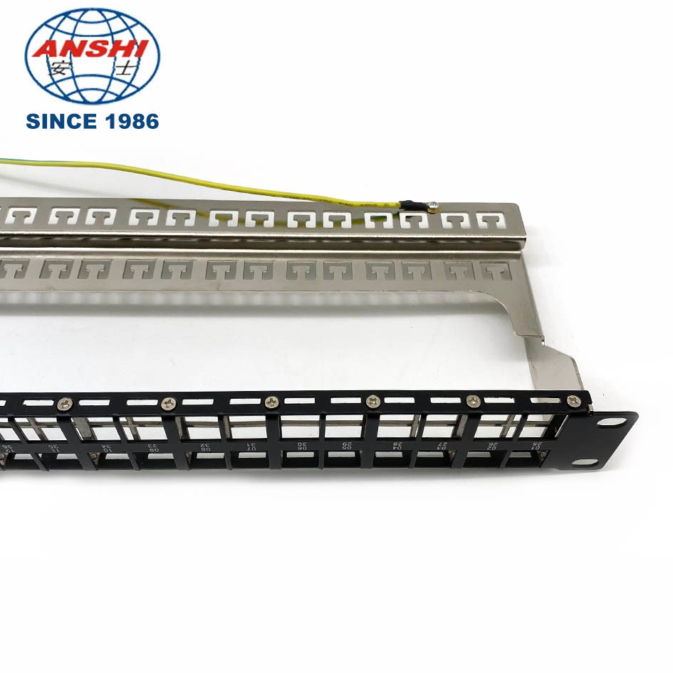 Shielded Stp Rack Mount Patch Panel 48 Port 19 Inch With Cable Management