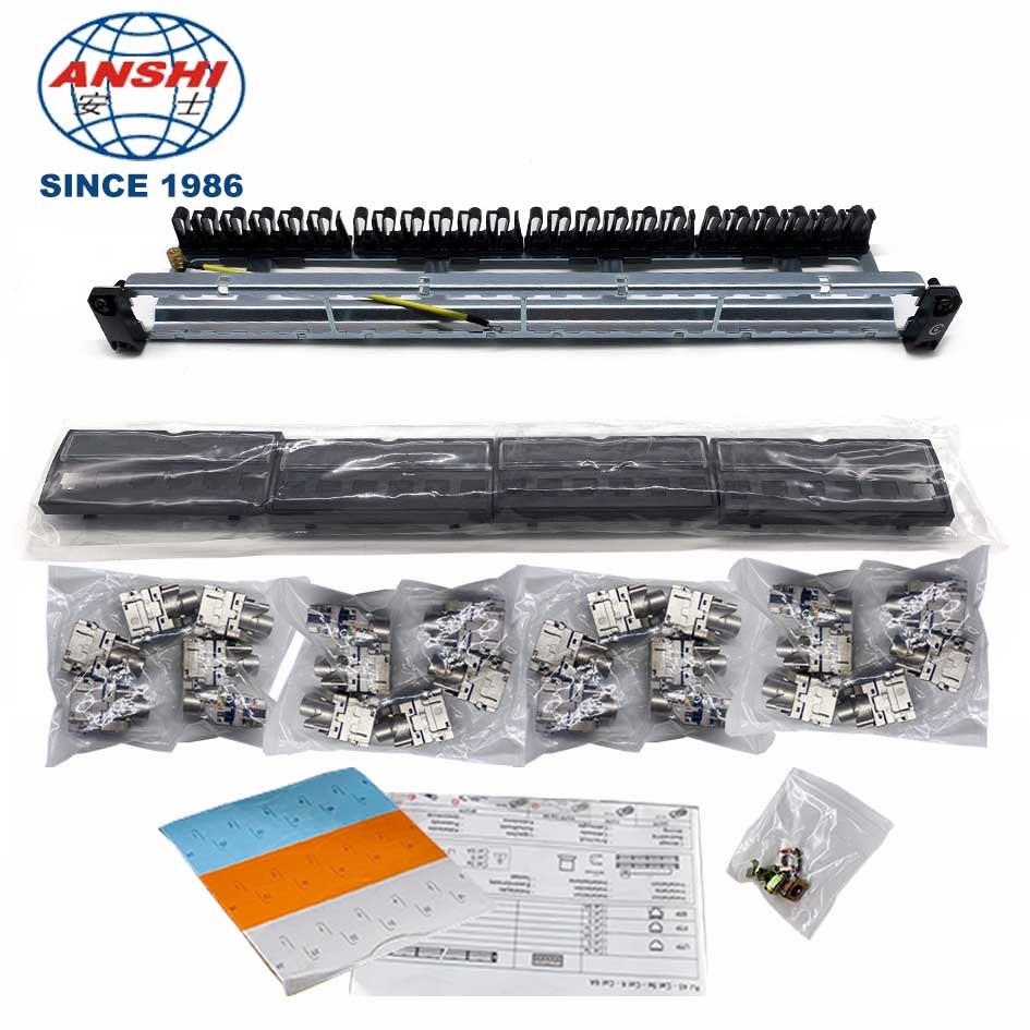 19 Inch 1u Rack Mount Shielded Patch Panel 24 Ports Loaded Cat6a Stp ...