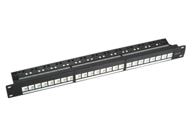 110 IDC RJ45 19" 1U 24 Port Rack Mount Patch Panel UTP Cat6 Black Color
