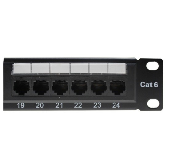 110 IDC RJ45 19" 1U 24 Port Rack Mount Patch Panel UTP Cat6 Black Color