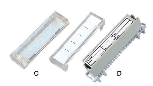 White Color Krone Label Holder , 5 Pairs Terminal Block Hinged Label ...