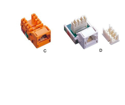UTP 90 Degree CAT3 RJ11 Keystone Jack , Dual IDC Type RJ45 Modular Jack ...