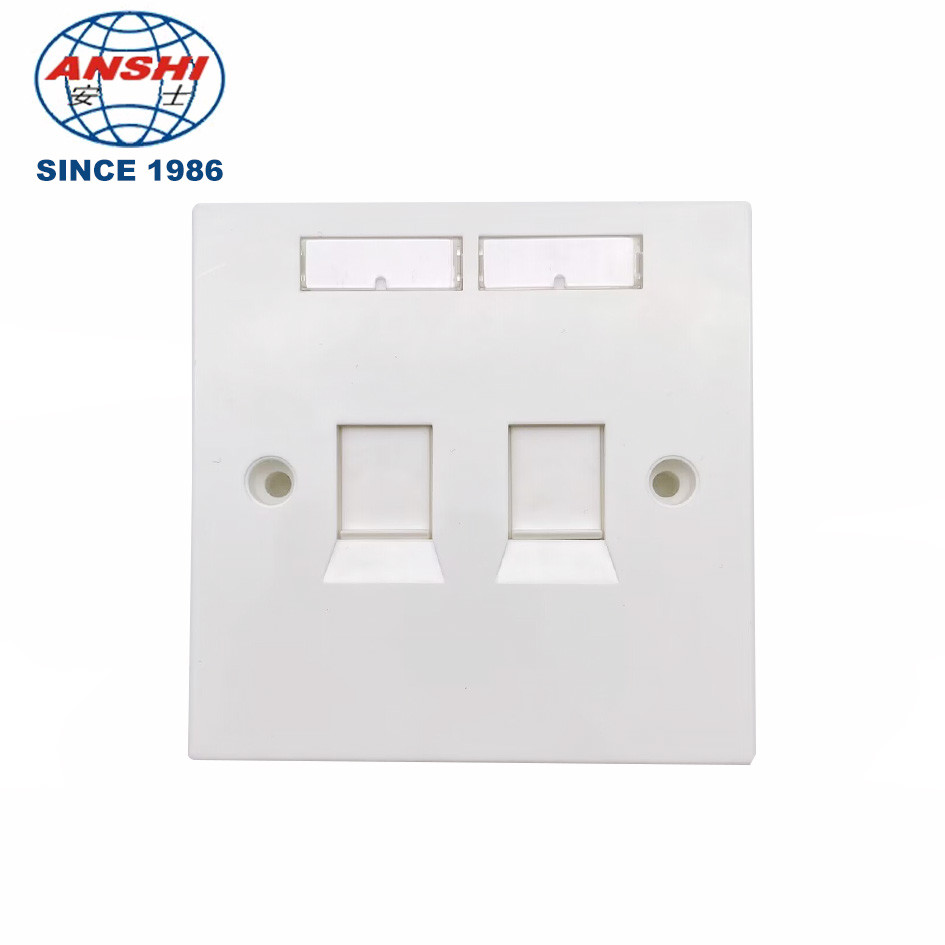 ANSHI 2 Ports Ethernet 86Type Keystone Faceplate Decoration Wall Plate