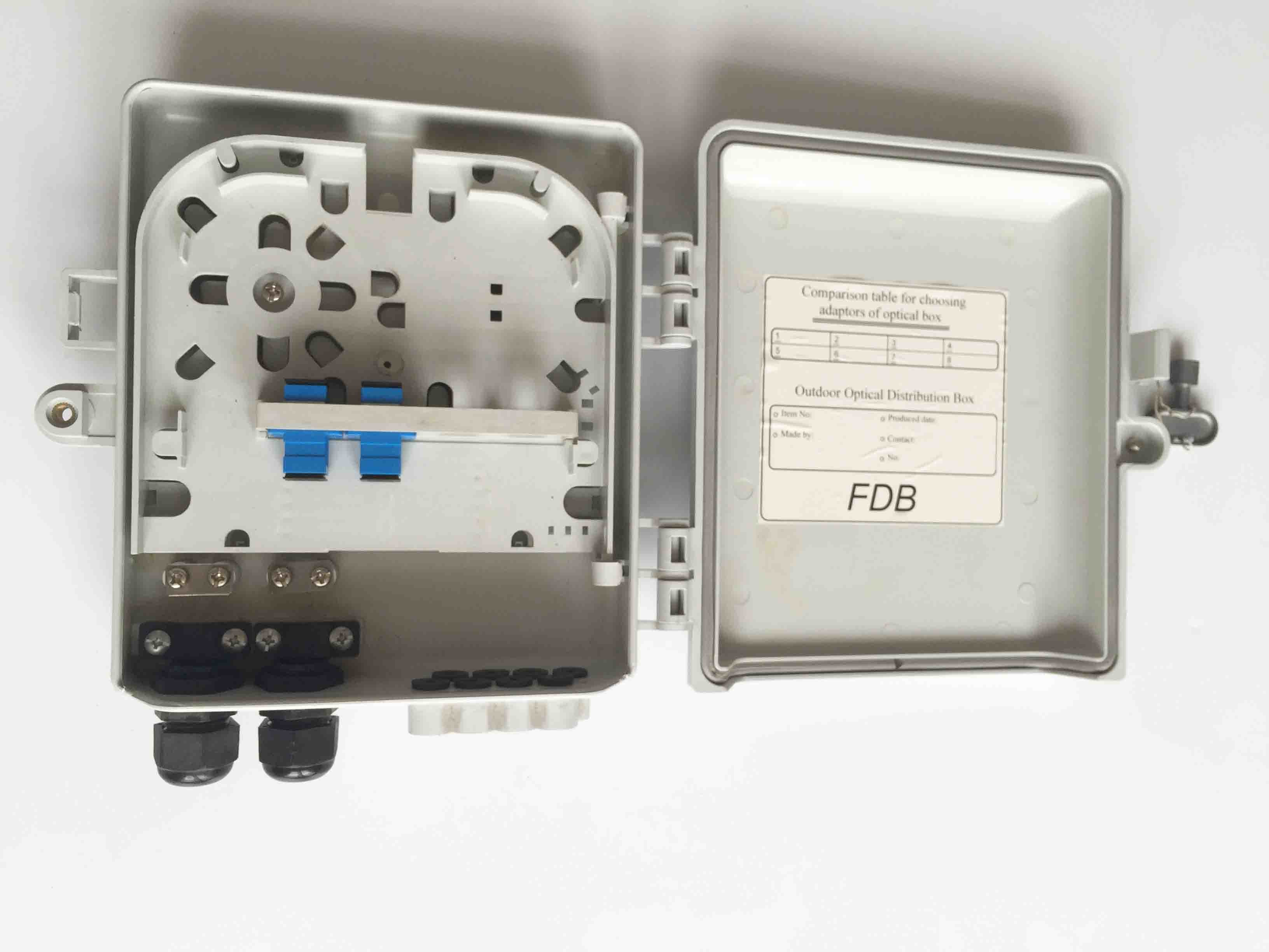 8 Core Wall Mount Fiber Distribution Box With PLC Splitter Waterproof ...