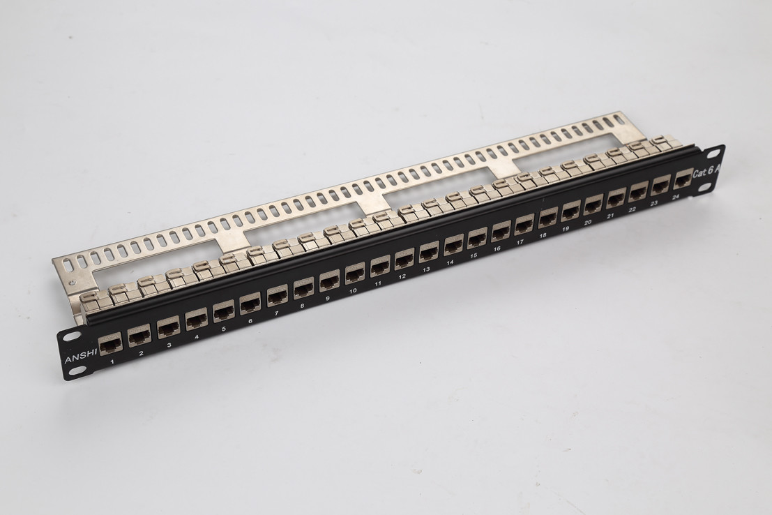 19" 21'' 110 IDC FTP Rack Mount Patch Panel 24 Port Cat6A With Cable ...