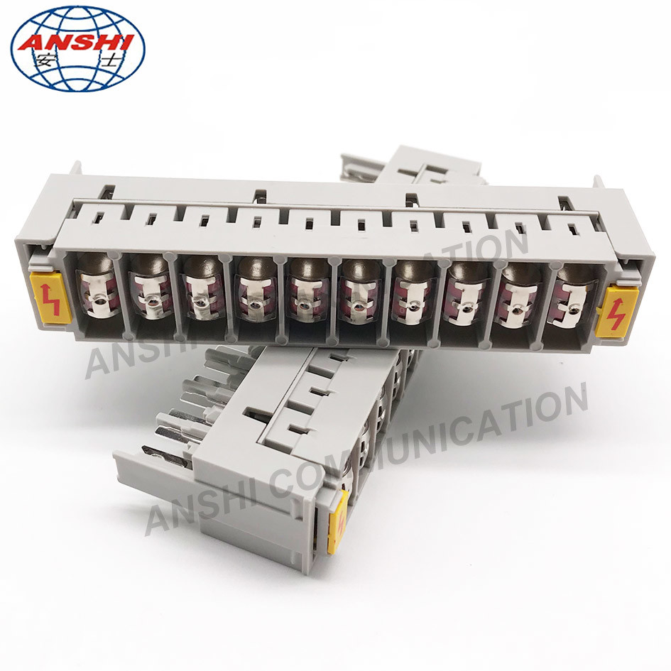 ANSHI 10 Pairs 3 Pole Gas Tube Arrester LSA Plus Module Overvoltage ...