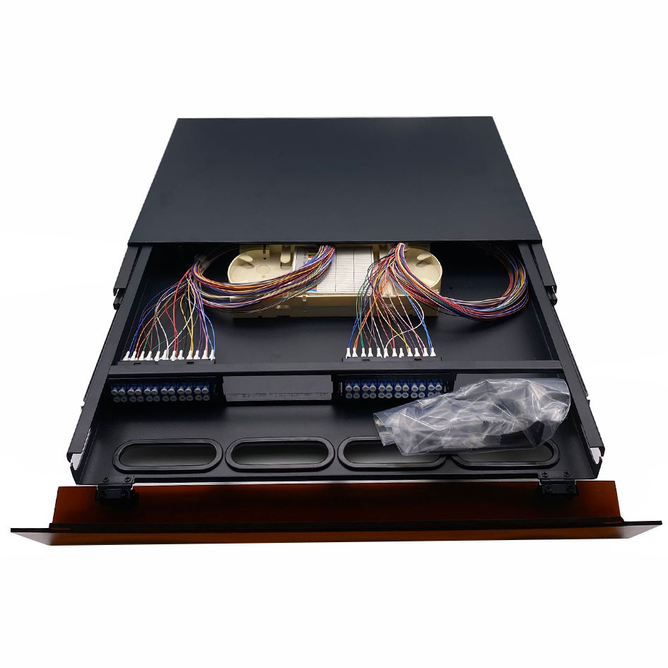 ANSHI 19 Inch Rack Mount Din Rail Drawer Fiber Optic Patch Panel 1U ...