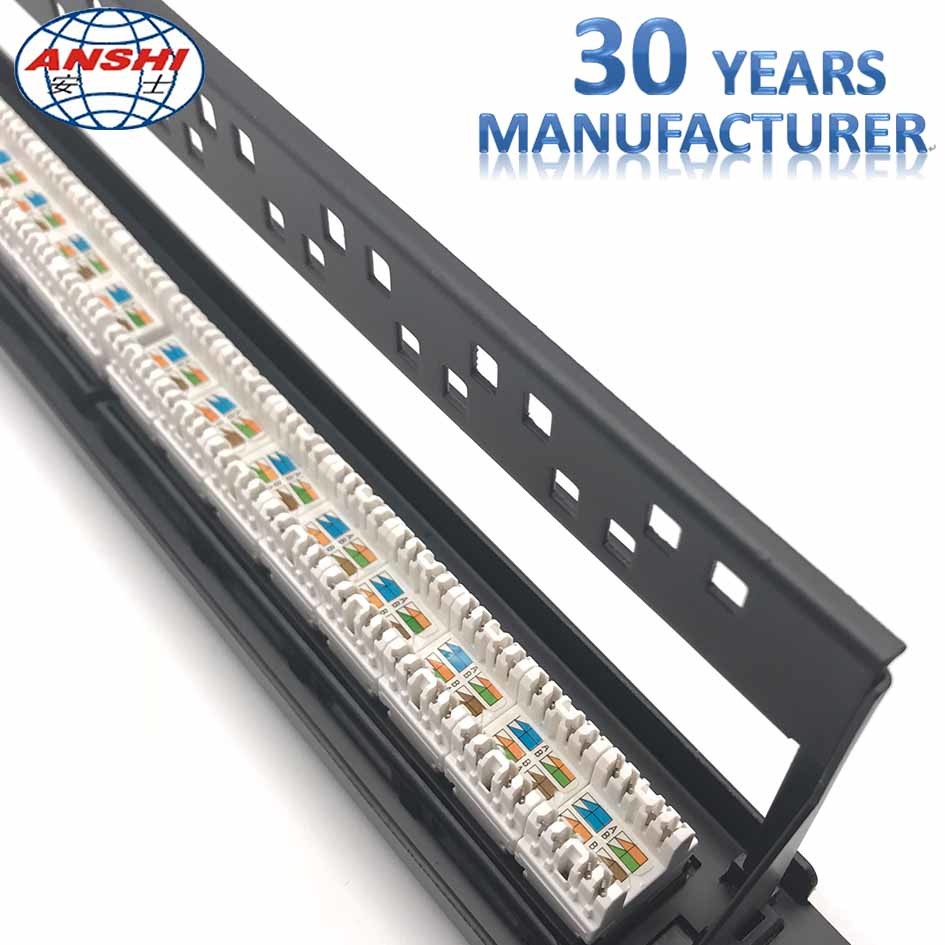 CAN OEM 1U 19'' Inch 24 Port CAT6 UTP Rack Mount Patch Panel with RJ45 ...