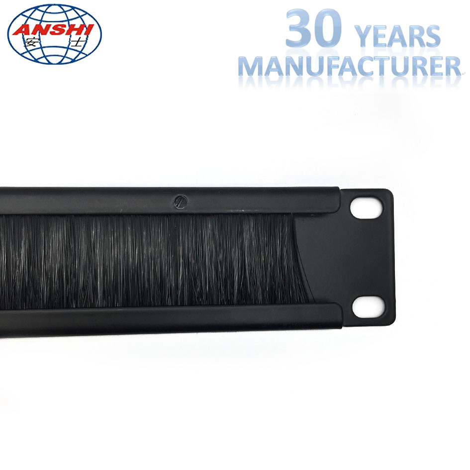 19 Inch 1U Brush Type Network Rack Cable Management / Horizontal Wire ...