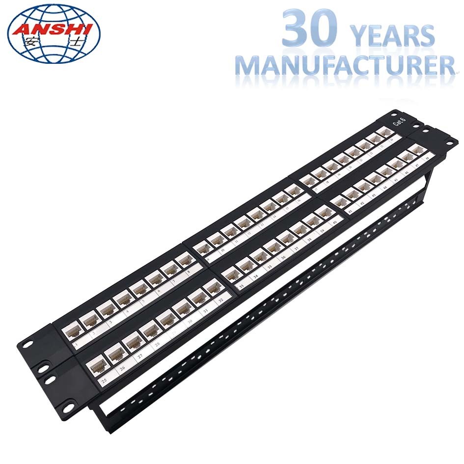 Unshielded UTP Network Rack Mount Patch Panel 2u 48 Port Keystone Jack ...
