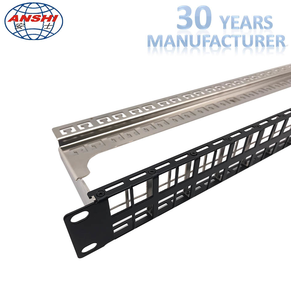 Shielded Stp Rack Mount Patch Panel 48 Port 19 Inch With Cable Management