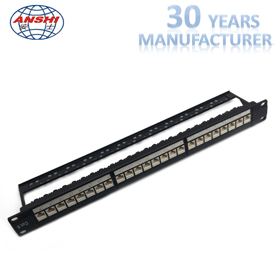 Rack Mount Cat6 UTP Patch Panel Unshielded Modular Type With Cable Manager