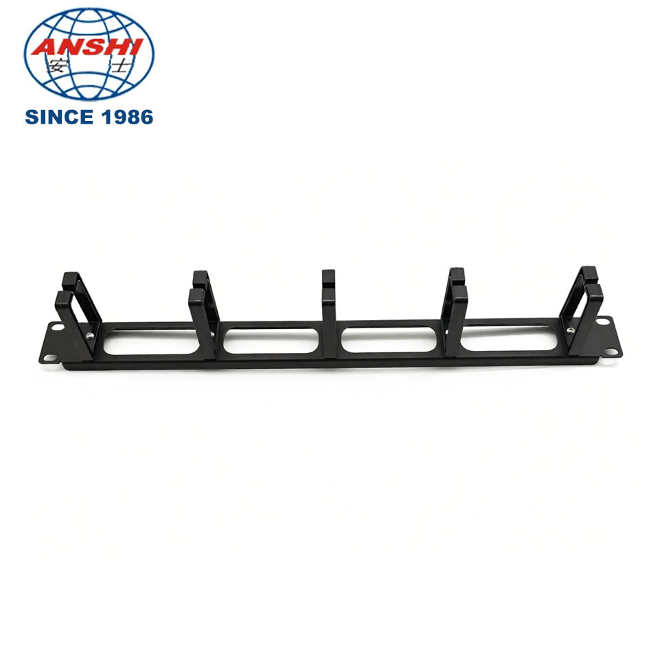 1U 19 Inch Rack Mountable Cable Manager with 5 Rings