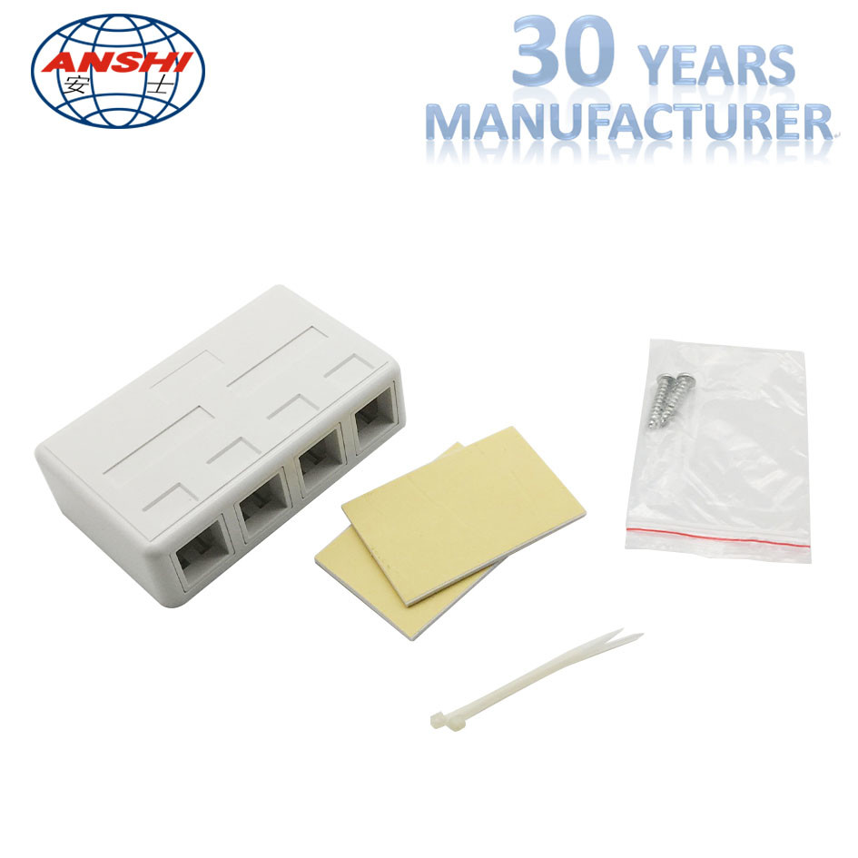 4 Port RJ45 CAT5E CAT6 UTP Keystone Jack Surface Mount Box For Networking