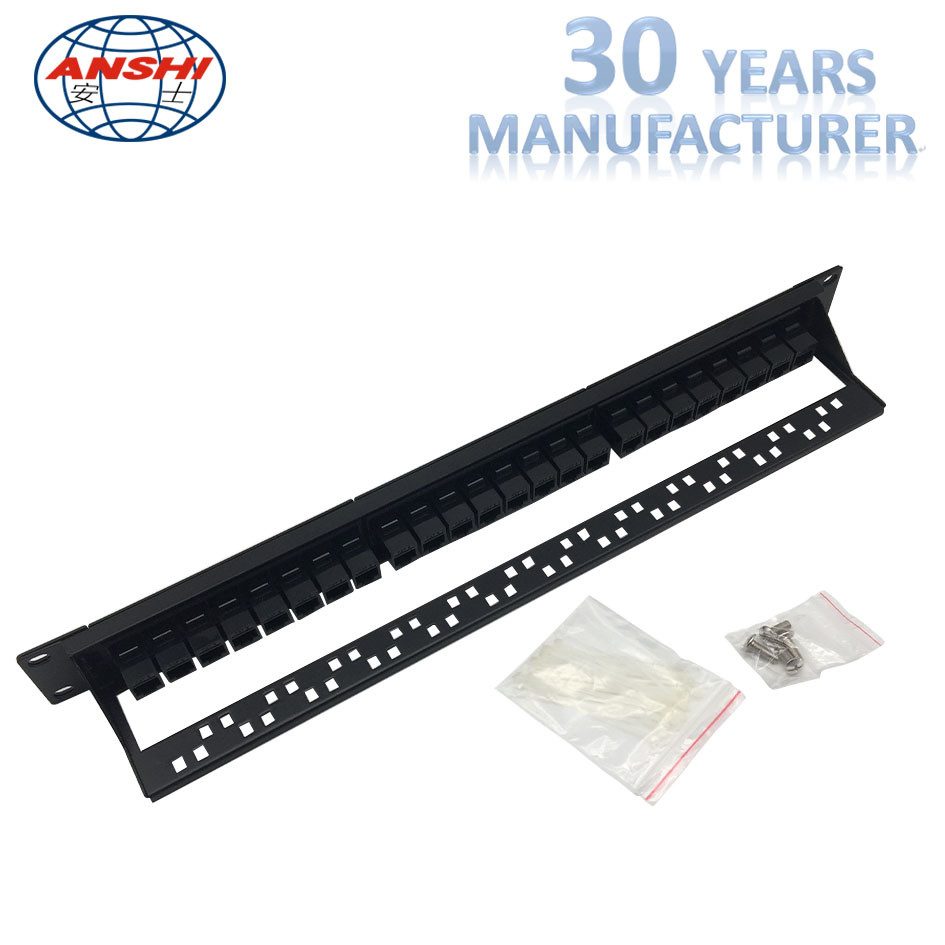 Double Side Connection Thru Type Black Rack Mount Patch Panel 19inch ...