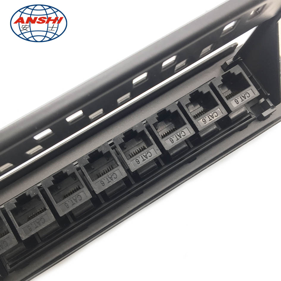 Double Side Connection Thru Type Black Rack Mount Patch Panel 19inch ...