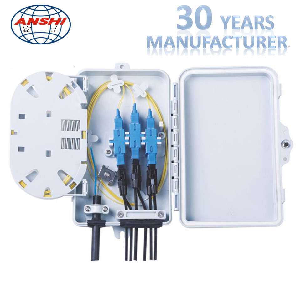 4 Cores 6 Cores FTTH Distribution Box Wall Mount With Screw Lock White ...