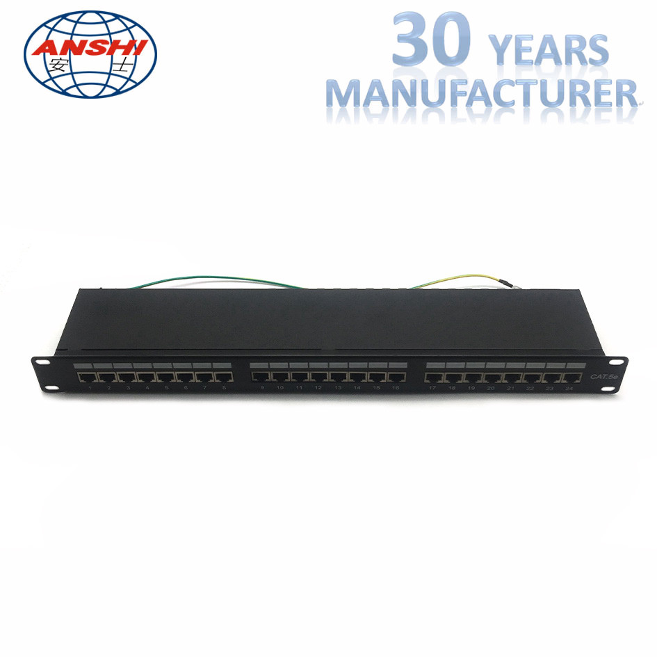 CAT6 STP Shielded Patch Panel 1U 19 Inch 24 Port IDC PCB Type For Networking