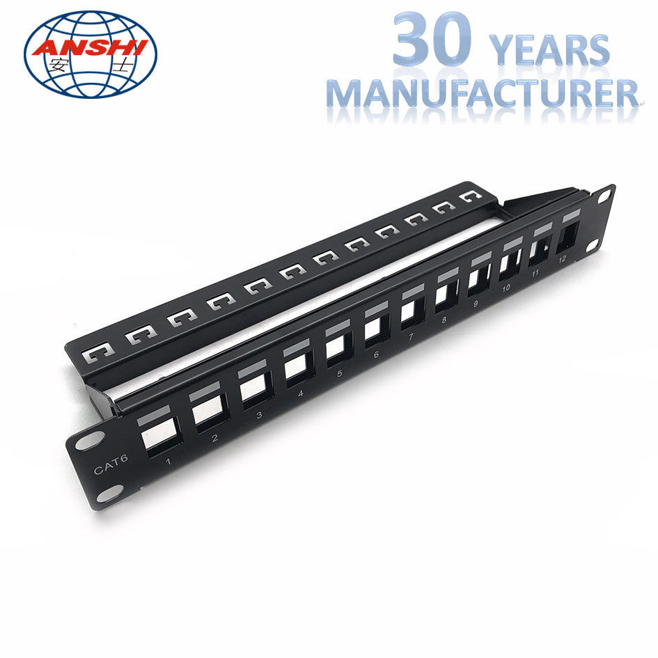 Plastic Powder Cladding Unshielded Unloaded Patch Panel 12 Port CAT5E ...