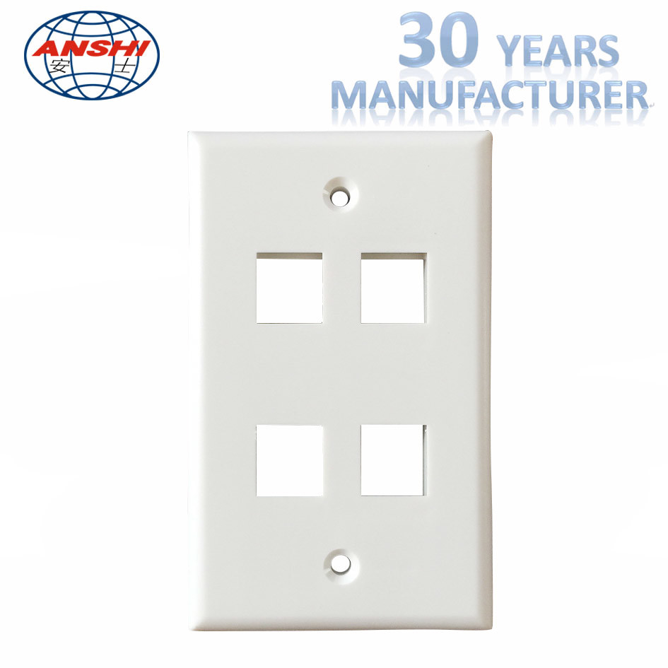 Wall Socket Network Cable Faceplate ABS Material Us Type With Four Port OEM