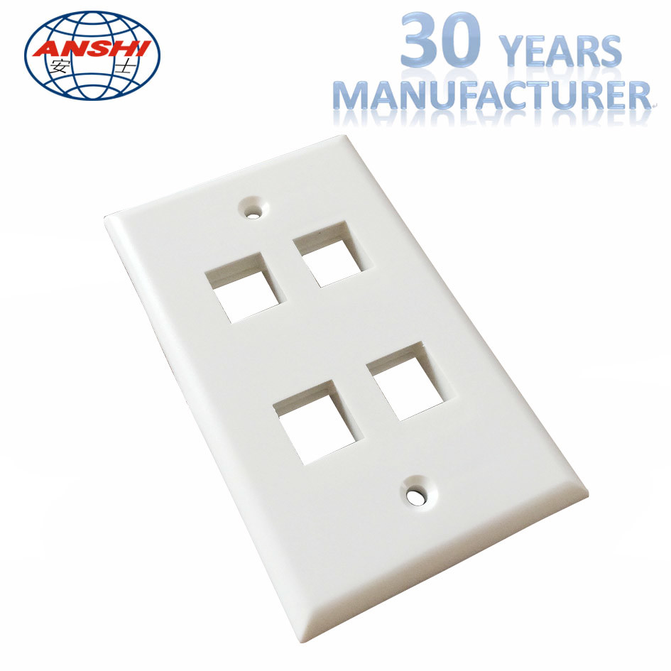Wall Socket Network Cable Faceplate ABS Material Us Type With Four Port OEM