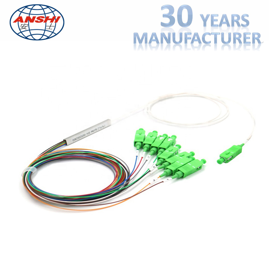 Mini PLC 1x8 PLC Steel Tube Splitter With SC APC Connector Good Light ...