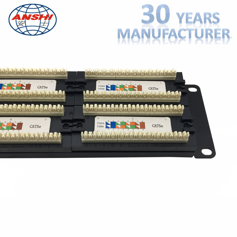 19" 2u 48 Ports Cat5e / Cat6 Rack Mount Patch Panel Unshield Utp Network