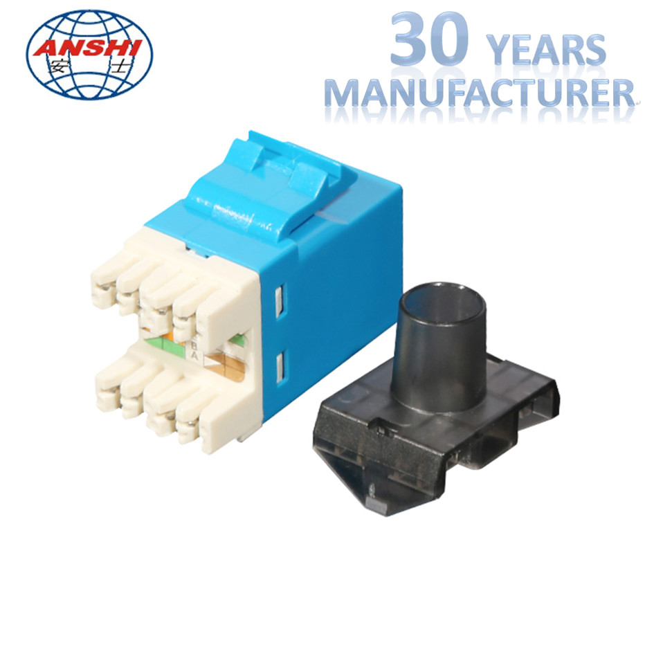 AMP Type Cat6 UTP Rj45 Keystone Jack 180 Degree Blue Color Black Color