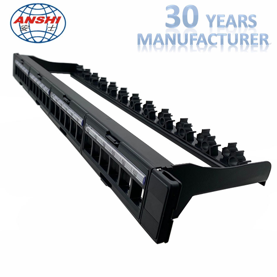1u Cat6 24 Port Modular Type Utp Patch Panel With Rear Cable Management