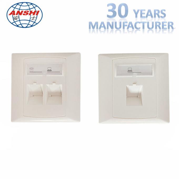 ABS 2 Port Wall Network Cable Faceplate For Workstation